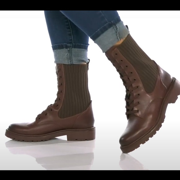 Sam Edelman | Shoes | Sam Edelmanlydell Leather And Ribbed Knit Chunky ...